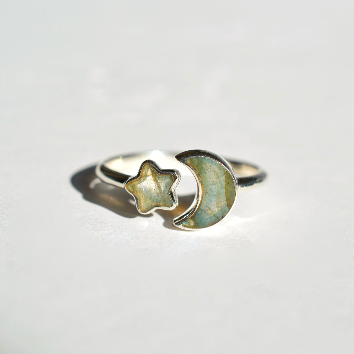 Labradorite Moon and Star Ring | ASCEND