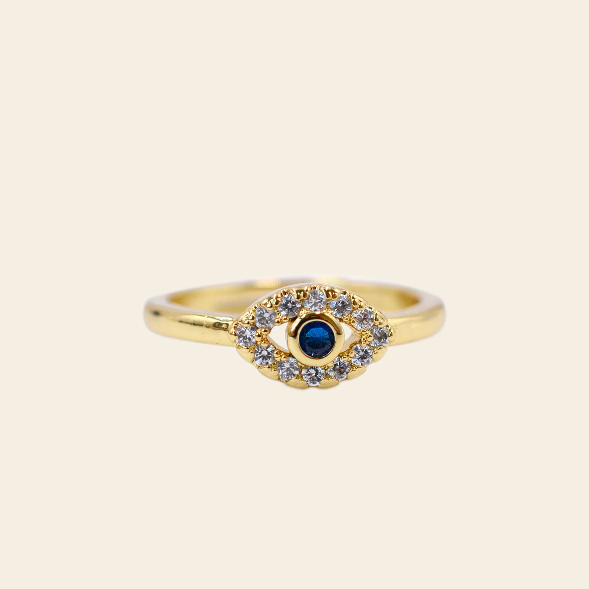 Dainty Crystal Evil Eye Ring - Gold | ASCEND
