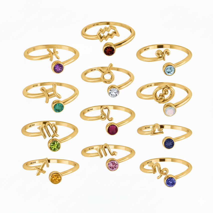 Zodiac Birthstone Rings - Gold Vermeil | ASCEND