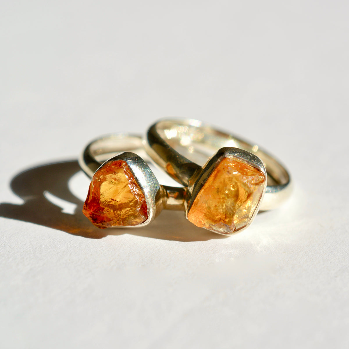 Large Bezel Set Rough Cut Citrine Ring | ASCEND