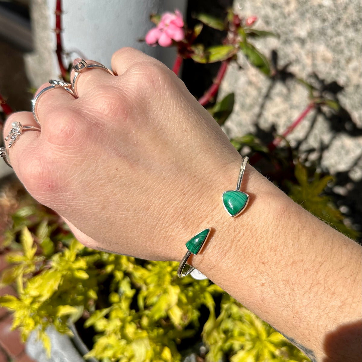 Sterling Silver Malachite Bangle | ASCEND