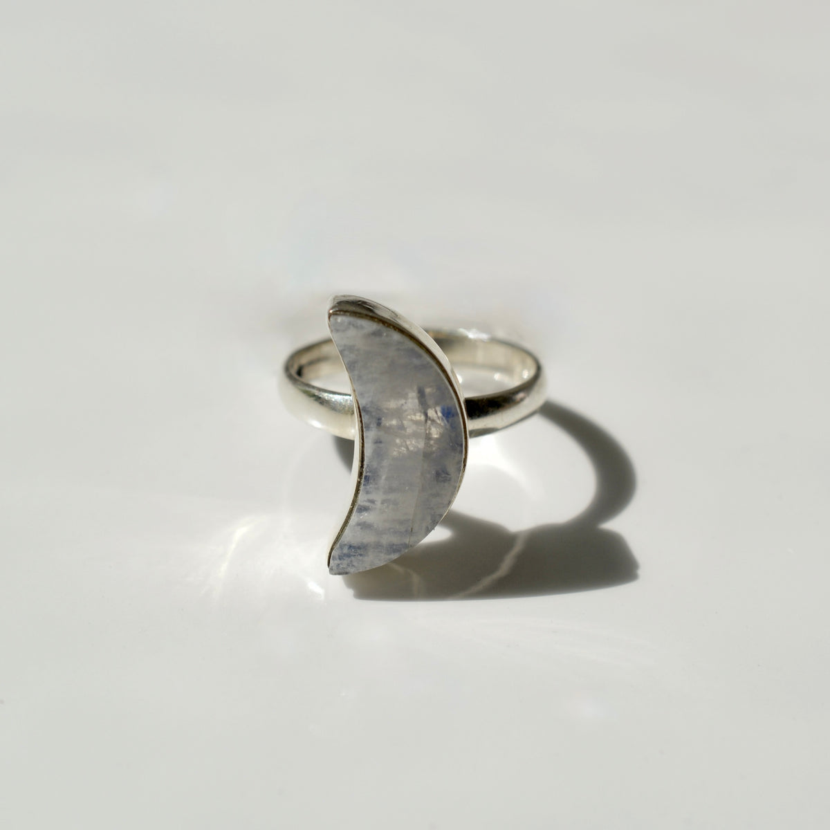 Moonstone Bezel Set Half Moon Ring | ASCEND